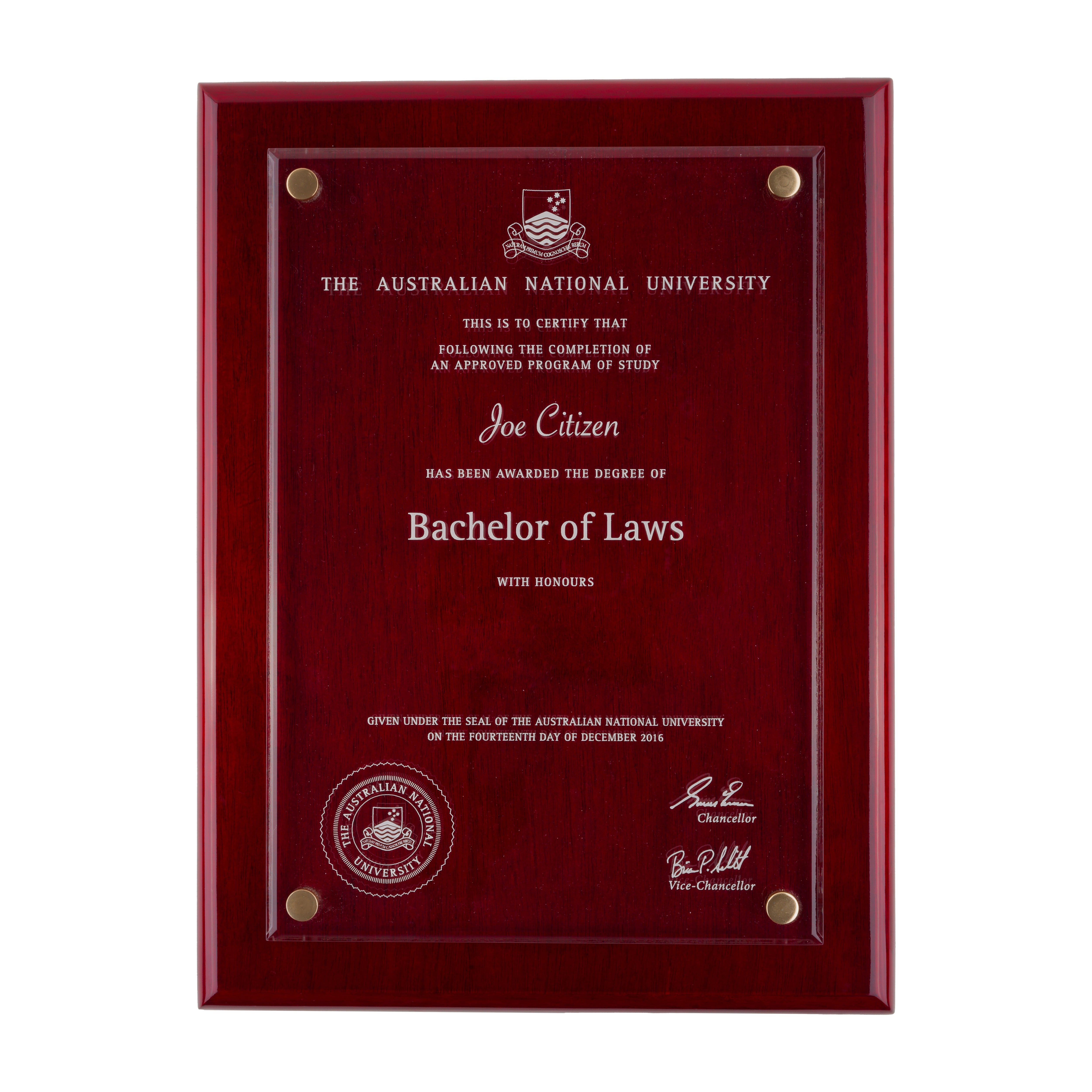 ANU: Acrylic-Rosewood Plaque | Jackson Frames