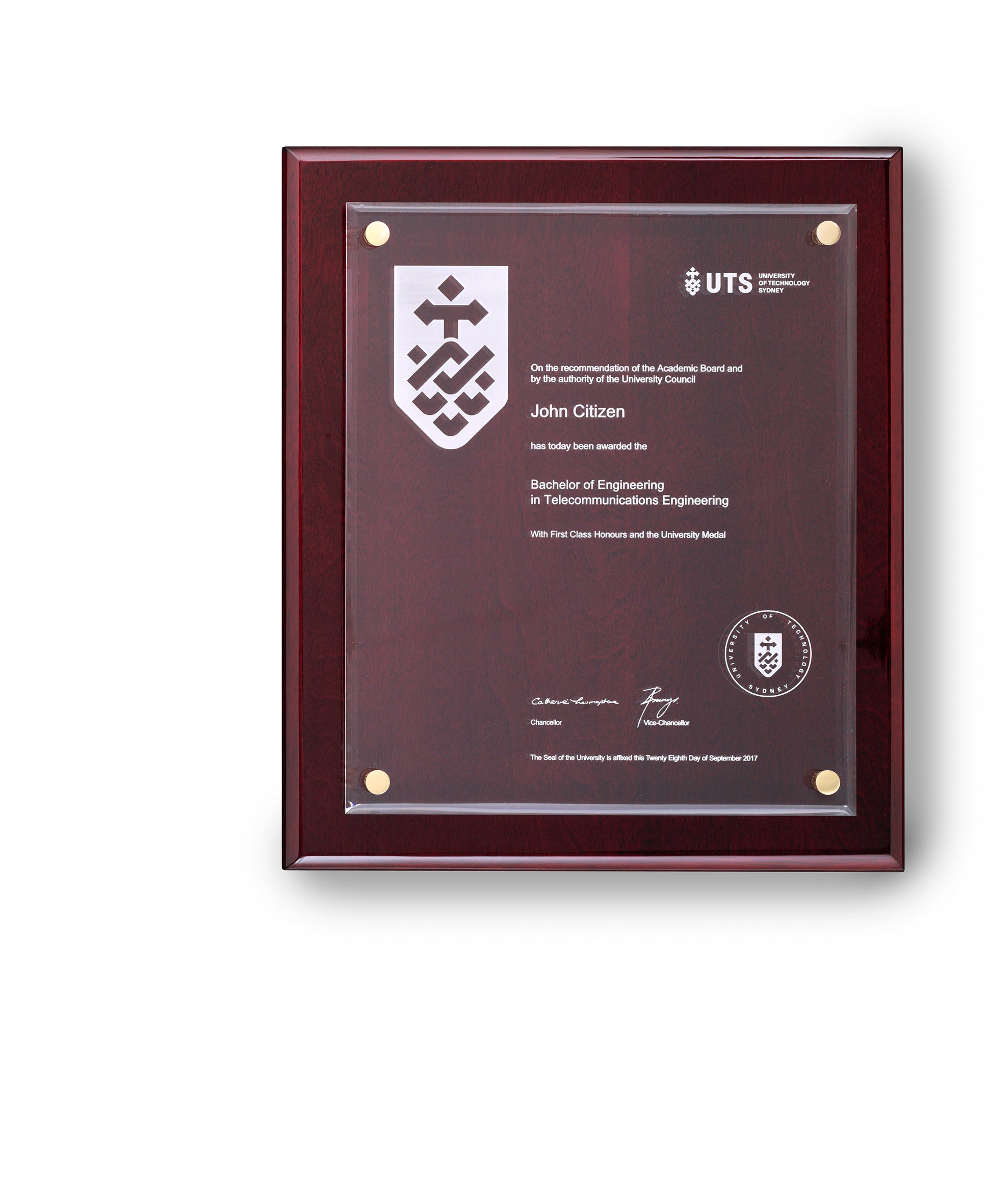 UTS: Acrylic-Rosewood Plaque | Jackson Frames