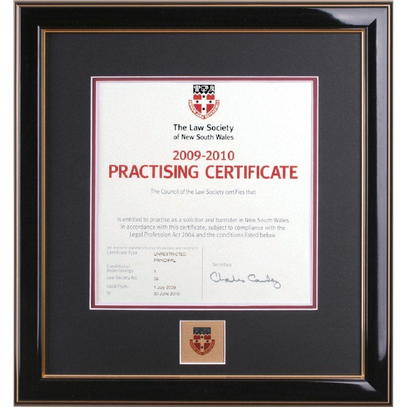 Practicing Certificate | Jackson Frames
