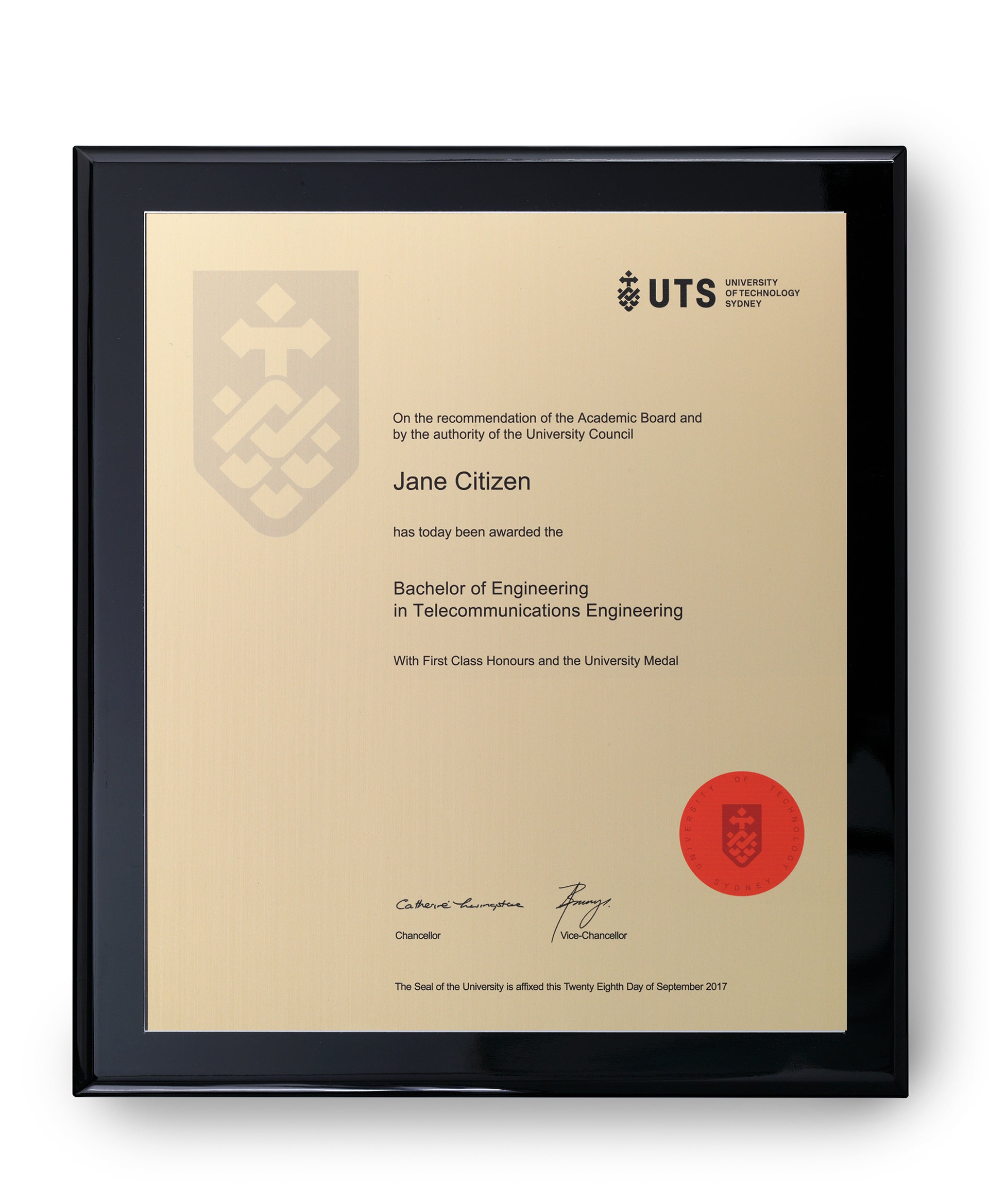 UTS: Black Gloss Plaque | Jackson Frames